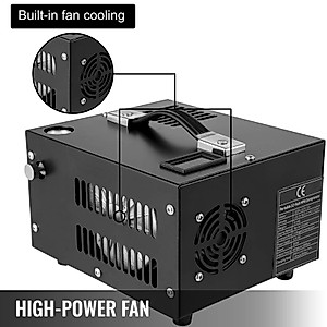 VEVOR PCP Air Compressor 12V DC, PCP Compressor 4500 Psi, Paintball 30MPa Portable PCP Air Compressor, Rifle Pump 110V AC, High Pressure Pump Scuba Tank Compressor Pump, Black