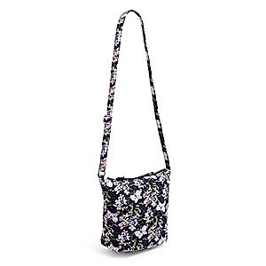 Vera Bradley Women's Cotton Bucket Crossbody Purse, Bloom Boom Navy - Recycled Cotton, One Size