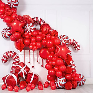 FOTIOMRG 120pcs 5 inch Red Balloons, Small Red Latex Party Balloons Helium Quality for Birthday Graduation Baby Shower Valentines Christmas Wedding Party Decorations (with Red Ribbon)