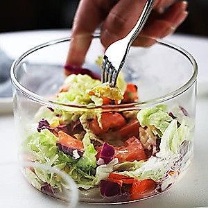 LUXU Glass Salad Bowl 46 oz,Fruit Bowl 29 oz Milk Bowl 15 oz,Set of 3 Glass Mixing Bowl All Purpose Round Serving Bowl Great for Serving Salad,Fruit,Popcorn, Dips,Condiments,Snack,Oatmeal and More