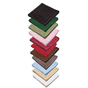 Linteum Textile Face Towel Set, 12x12 Inch, 100% Soft Cotton, 16 Single Ring Spun Washcloths, Absorbent & Durable Face Towel for Household, Spa, Gym and Hotels - 12 Pack (Hunter Green)