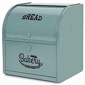 Olebes Bread Box, Metal Bread Box For Kitchen Countertop, Bread Storage Container Holds 2 Loaves Of Bread, High Capacity Breadbox, Bread Holder Suit Farmhouse Kitchen Decor For Counter (Black)