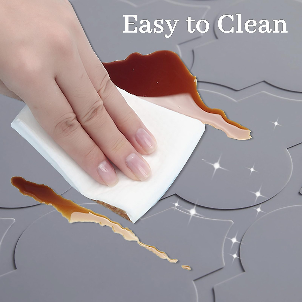 Waterproof Under Sink Mat, 34'' x 22'', Silicone Under Sink Liner for Kitchen Bathroom, Under Kitchen Sink Organizers and Storage, Cabinet Shelf Protector, Flexible Under Sink Drip Tray, Dark Grey