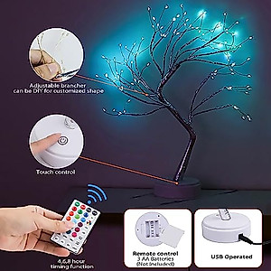 Yiliaw 20 Inch Bonsai Tree Light, RGB 108 LEDs Tabletop Night Lights with Remote Control, 16 Color Changeable Led Artificial Tree Lamp, Cute Room Decor, Home Decorations for Bedroom