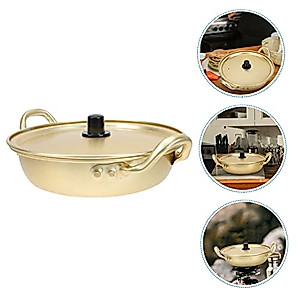 Yardwe Pot Instant Hotpot Asian Steamer Nonstick Cookware Korean Ramyun Pot Ramen Soup Pot Korean Ramen Soup Pot Instant Noodles Pot with Cover Cooking Hot Pot Quick Heating Ramen Pot