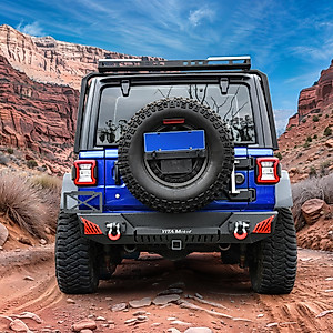 YITAMOTOR Rear Bumper Compatible with 2018-2025 Jeep Wrangler JL & JL Unlimited (2/4 Doors), w/ 2" Hitch Receiver & 2 x D-Rings & License Plate Bracket