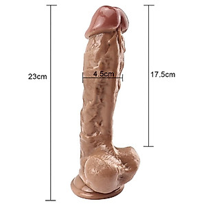 9.05inches Hidden Packing Silicone Suction Cup Realistic Classic Dick Wand with Strong Suction Cups for Men and Women or Men's and Women's Games-QF36