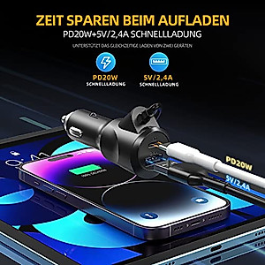 Magift Bluetooth Car Adapter-PD 20W Car Bluetooth Adapter,【Air Vent & Dashboard】Phone Holder,AUX FM Bluetooth Transmitter With Strong Microphone & HiFi Deep Bass Sound,Hands-free Calls & Music Player.