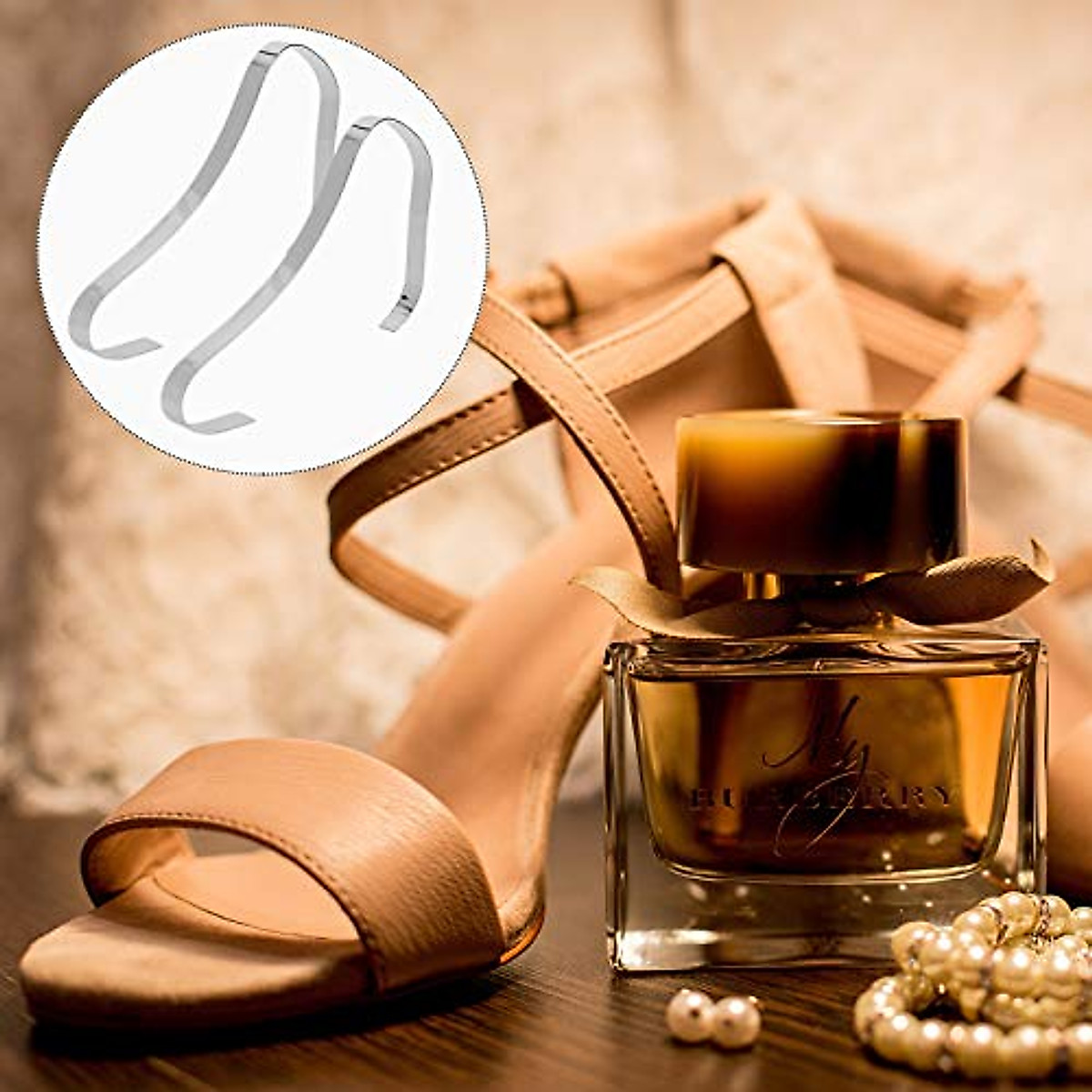 Holibanna 2Pcs Sandal Shoe Store Display Stands Shoe Retail Shop Shoe Supports Stainless Steel High Heeled Shoe Shaper Forms Inserts Silver