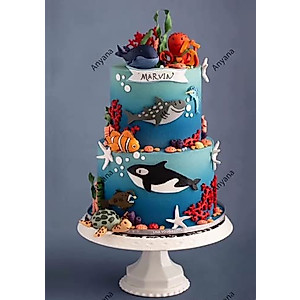 Anyana 4pcs set Fish Plastic Cookie impression Cutter Cake decorating fondant Mold Tool Sugar Paste Baking Mould stamps Pastry