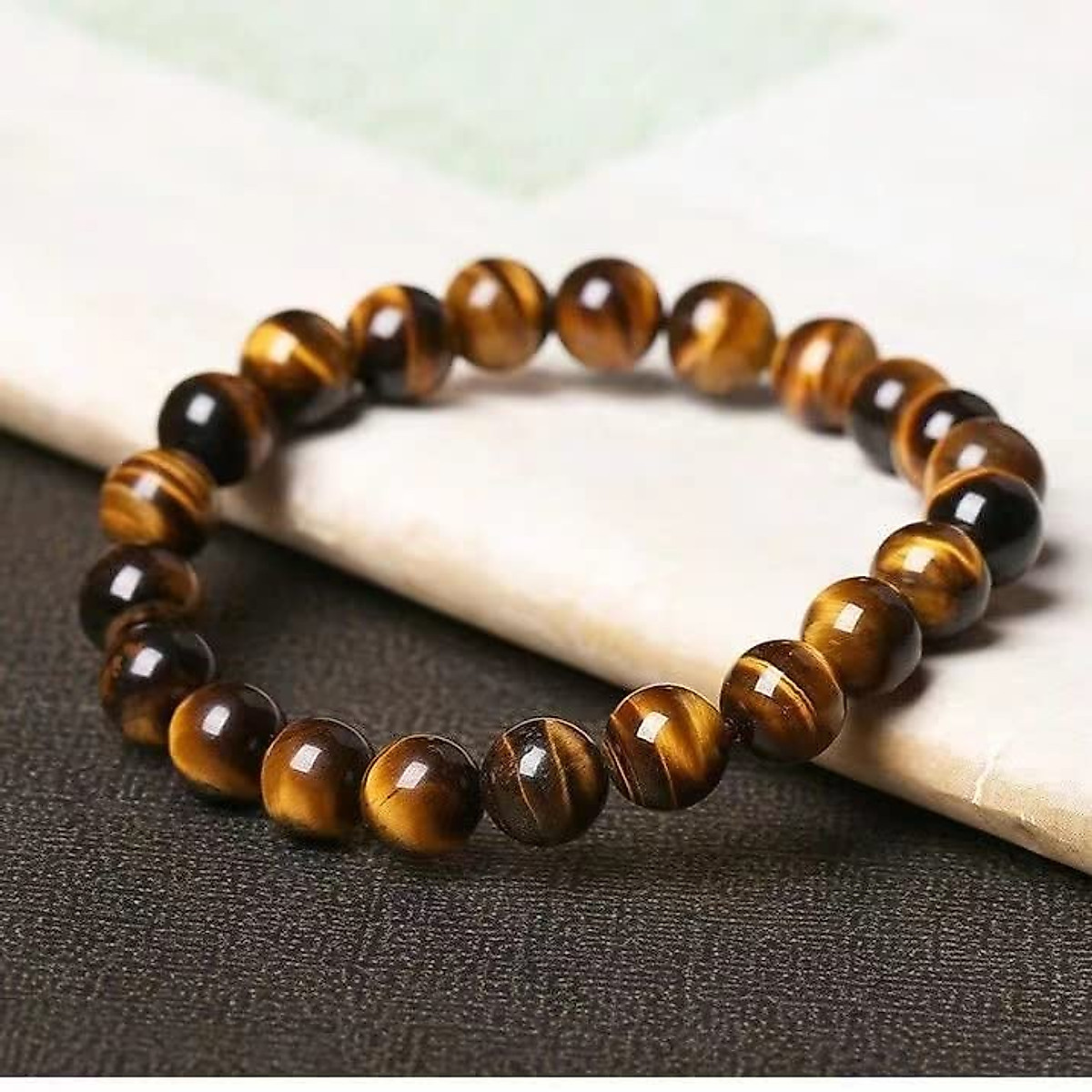 Q&D&S Natural Lava Beads Bracelet for Men Stretch Elastic Bracelets Adjustable Braided Rope Gemstone Bracelets for Women (Style A)