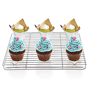 Baking Sheet with Rack Set, E-far Stainless Steel Baking Pans Tray Cookie Sheet with Cooling Rack, 16 x 12 x 1 inch, Non Toxic & Healthy, Rust Free & Dishwasher Safe - 4 Pieces (2 Sheets + 2 Racks)