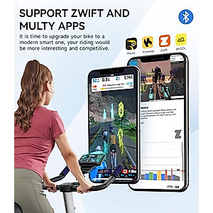 Pooboo Magnetic Exercise Bike Stationary, Indoor Cycling Bike with Built-In Bluetooth Sensor Compatible with Exercise bike apps& Ipad Mount, Comfortable seat and Slant Board, Silent Belt Drive, 350LBS