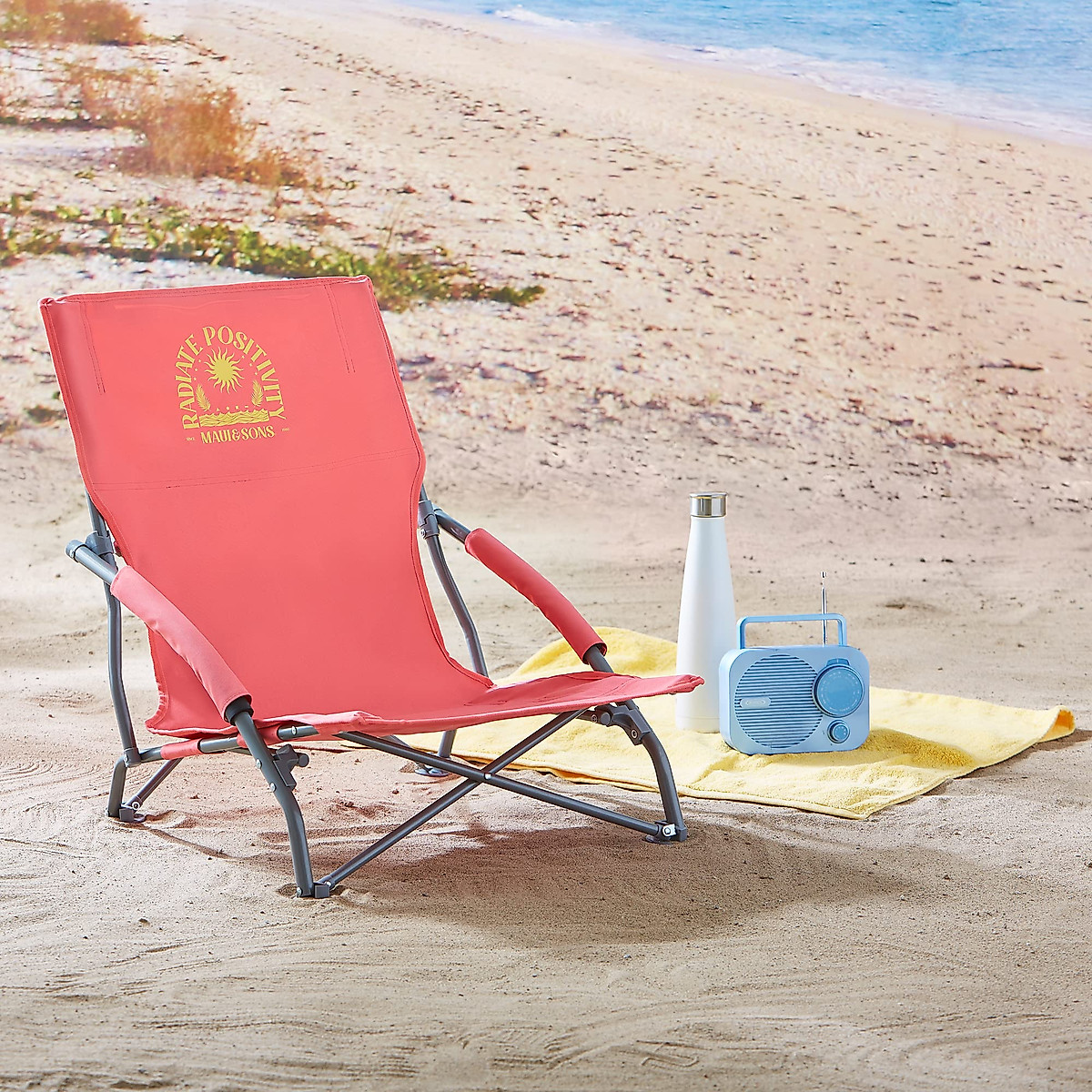 PRODUCTWORKS Maui and Sons Comfort Sling Back Bag Beach Camping Picnic Chair, 2-Pack (Coral)