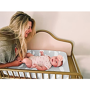 Changing Pad Cover – Premium Baby Changing Pad Covers 4 Pack – Boy or Girl Changing Pad Cover – Pure Cotton Machine Washable Grey and White Changing Table Cover – Diaper Changing Pad Cover Sheets