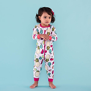 Lamaze Organic Baby Girls Stretchie One Piece Sleepwear, Baby and Toddler, Zipper, Pink Fruit, 9 Months