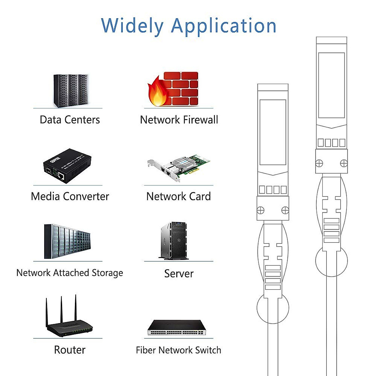 QSFPTEK 10G SFP+ DAC Cable, 0.5m (2ft) Passive Direct Attach Copper Twinax Cable for Cisco SFP-H10GB-CU50CM, Ubiquiti, D-Link, Netgear, Mikrotik, Open Switch Devices