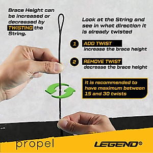 LEGEND Recurve Bow String - Dacron Bow String Replacement - Traditional Bowstrings - Recurve Bow Archery Accessories - Archery Equipment for Recurve Bows - Bowstring AMO 58 inch - 16 Strands