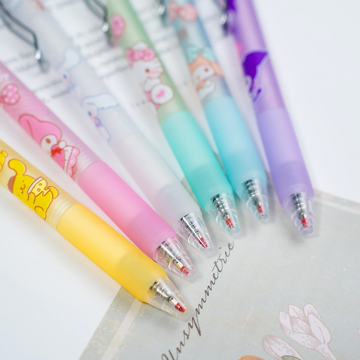 LokDra 6 Pcs Cartoon Ballpoint Pens Anime Gel Ink Pen Black 0.5mm Melody Kitty Gifts Cute Kawaii School Supplies Set For Kid Teen Girls Students