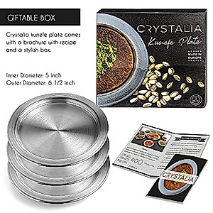 Volarium Kunefe Plate Medium, Cooking and Serving Plates for Kunafa, Kataifi, Knafeh and Shredded Phyllo Dough, Set of 3, Aluminum, Silver (Small-3PCs)