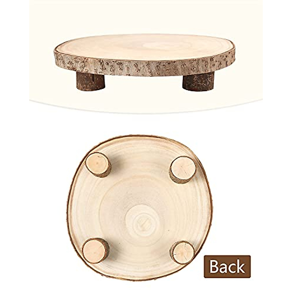 Caydo 9-10 Inch Large Wood Slice with Wood Table Holders as Serving Trays for Table Centerpiece, Wedding Decoration, Baby showers, Christmas and Forest Theme Parties