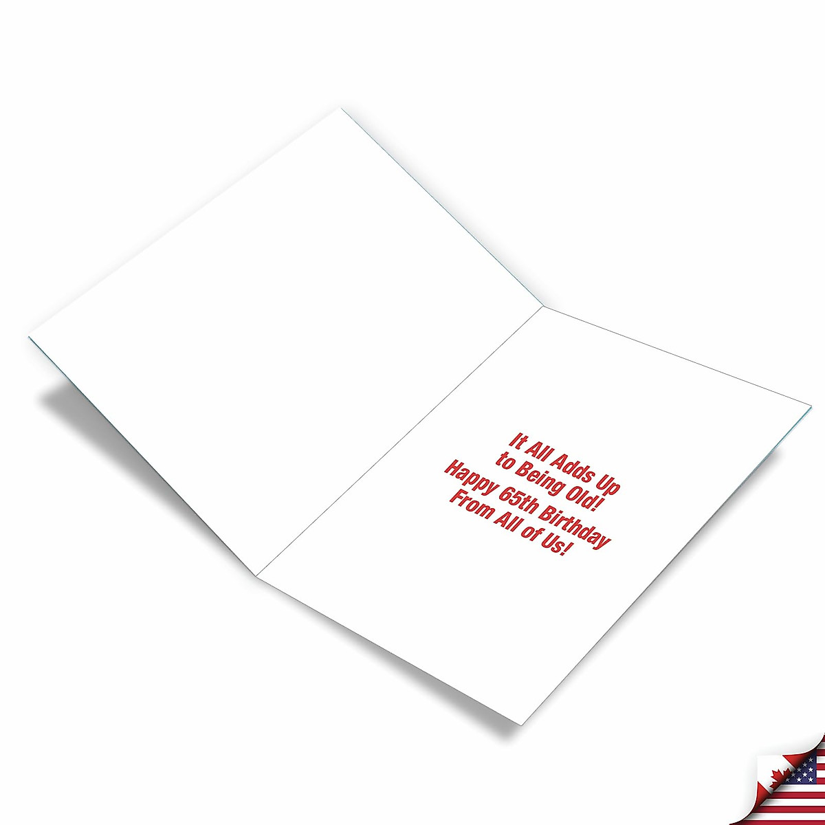 NobleWorks - Jumbo Card for 65th Birthdays (8.5 x 11 Inch) - Fun Milestone Birthday Celebration, Big Group 65 Year Old Greeting from All of Us - Age Equation 65 J9421MBG-US