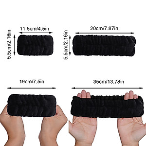 mifengda 3pcs Women's Microfiber Headbands & Wrist Washbands for Spa, Facial, Face Washing, Shower, Makeup, and Bath (Black)