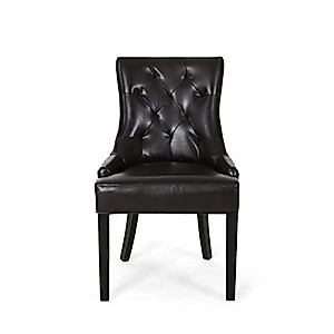 Christopher Knight Home Georgia Contemporary Tufted Bonded Leather Dining Chairs (Set of 4), Brown, Espresso