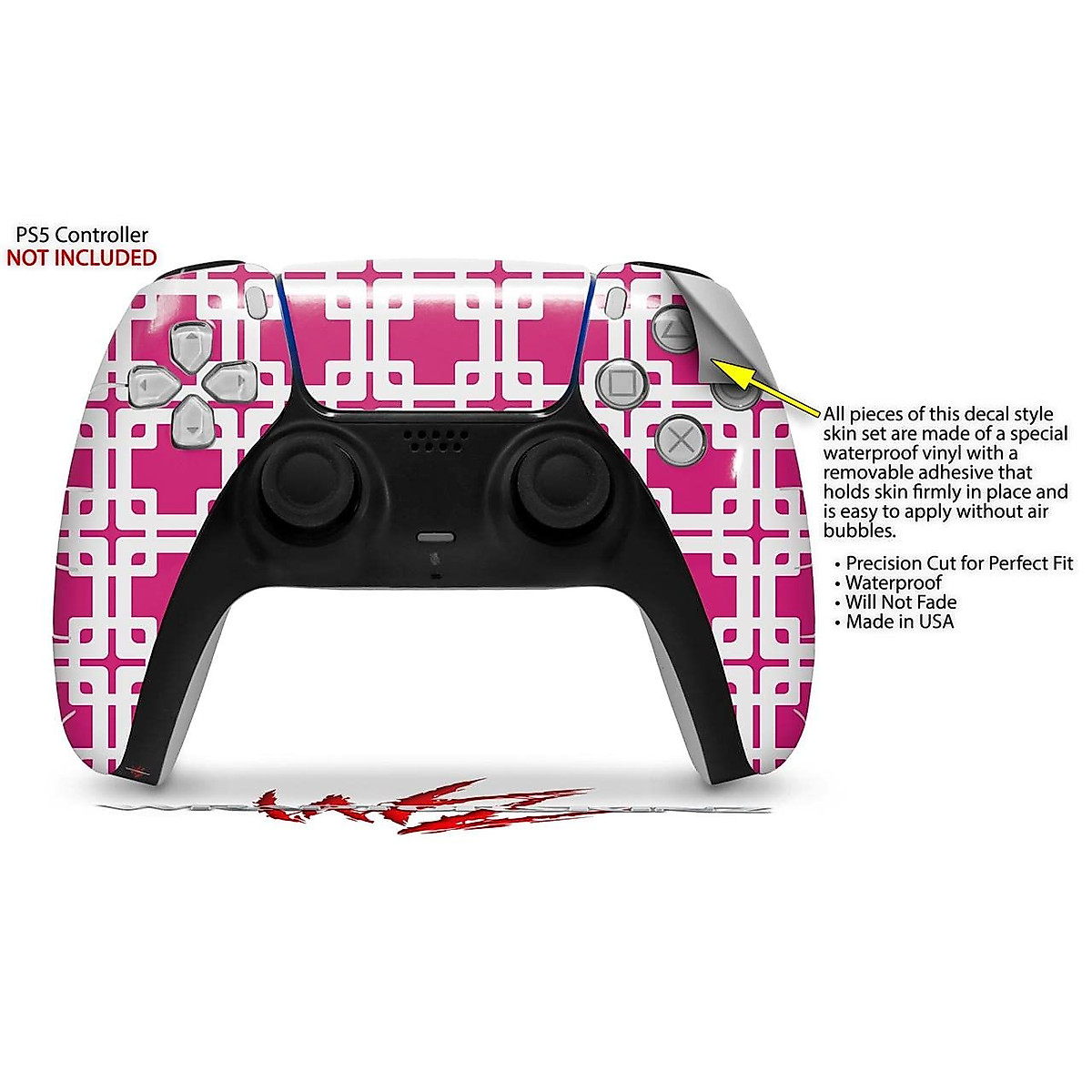 WraptorSkinz Skin Wrap compatible with Sony PS5 DualSense Controller Boxed Fushia Hot Pink (CONTROLLER NOT INCLUDED)