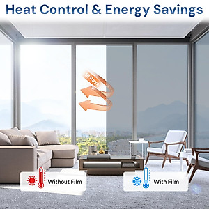 rabbitgoo One Way Window Film Daytime Privacy Mirror Window Tint for Home Office, Heat Control Sun Blocking Anti UV Reflective Tinting Film Glass Window Door Covering,17.5 in X 6.5 Feet, Silver