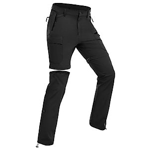 Wespornow Women's-Hiking-Pants Convertible-Zip-Off-Quick-Dry-Pants for Cargo, Camping, Travel, Outdoor, Fishing, Safari (Black, Large)