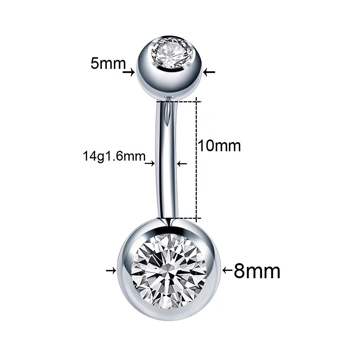 ZGWAUYYDS Belly Button Rings Surgical Stainless Steel for Women Pearl Belly Button Piercing Jewelry Barbell Stud Body Piercing (style 2)