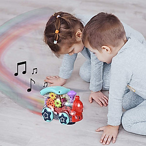 ArtCreativity Light Up Transparent Toy Train for Kids, 1PC, Bump and Go Toy Car with Colorful Moving Gears, Music, and LED Effects, Fun Educational Toy for Kids, Great Birthday Gift Idea