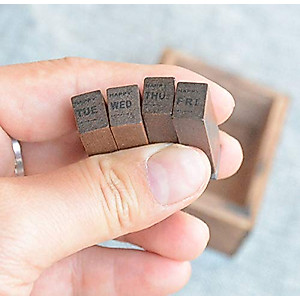Pack of 28 Pcs Small Wooden Rubber Stamps 0.24 Inch of Number Week Weather for DIY Craft Card and Photo Album (28pcs Number Week Weather)