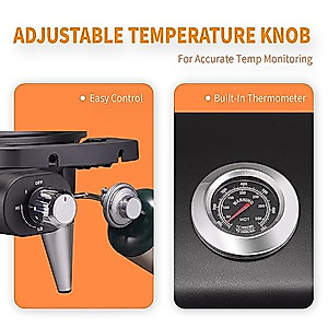 VANSTON Liquid Propane Gas Grill, Single Burner BBQ Grill, Black -Great For Patio Garden Picnic Backyard, 10000BTU Portable and Convenient Camping Tabletop Barbecue Grill with Built-In Thermometer