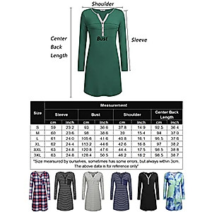 Ekouaer Women's Nightshirt Long Sleeve Button Down Nightgown V-Neck Sleepwear Pajama Dress Green