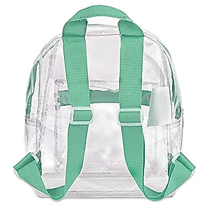 Water Resistant Clear Mini Backpacks for Beach, Travel - Stadium Approved Bag with Adjustable Straps (Biscay Green)