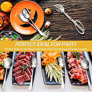 Tanlade 19 Pcs Stainless Steel Serving Utensils Set Flatware Include Spoons Forks Slotted Spoons Soup Ladle Skimmers Pie Server Serving Tongs for Home Buffet Party Breakfast Dinner(Silver, Black)