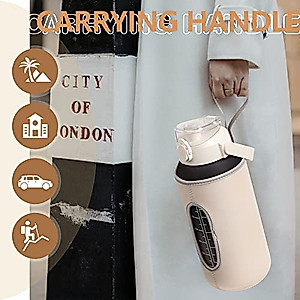 kytffu 64oz Glass Water Bottles with Straw, Half Gallon Motivational Time Marker Water Bottle Glass with and Neoprene Sleeve, 2L Leakproof Large Glass Water Jug for Gym,White