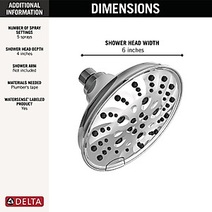 DELTA FAUCET 52669-PR Universal Showering Components Showerhead, Lumicoat Chrome