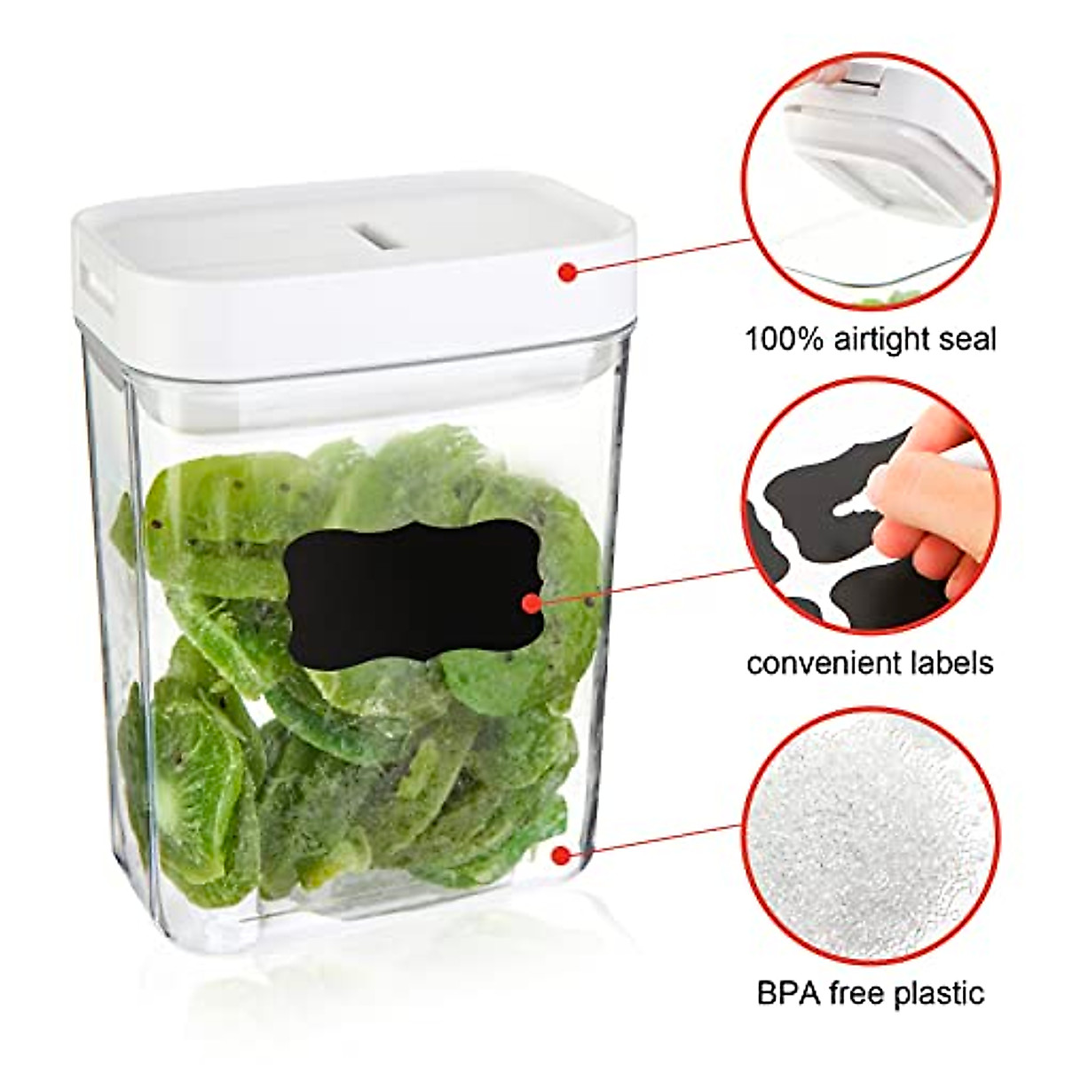 Gurislife Airtight Food Storage Containers Set of 6(Contains 3 sizes),Kitchen Pantry Organization BPA Free Plastic Cereal Containers Storage with Easy Lock Lids,0.4Lx3pc/0.7Lx2pc/1.5Lx1pc