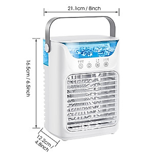Personal Air Cooler Portable Air Conditioner, 3 in 1 Air Cooling Fan with 3 Wind Speeds, Large Water Tank, Colorful Night Lights, 6H Timer, Evaporative Air Cooler for Bedroom Home Office