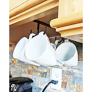 YQBOOM Mug Rack Under Cabinet 12 Hooks Coffee Mug Hooks Simple Coffee Mug Organizer Cup Hanger for Bar Kitchen Utensils Display