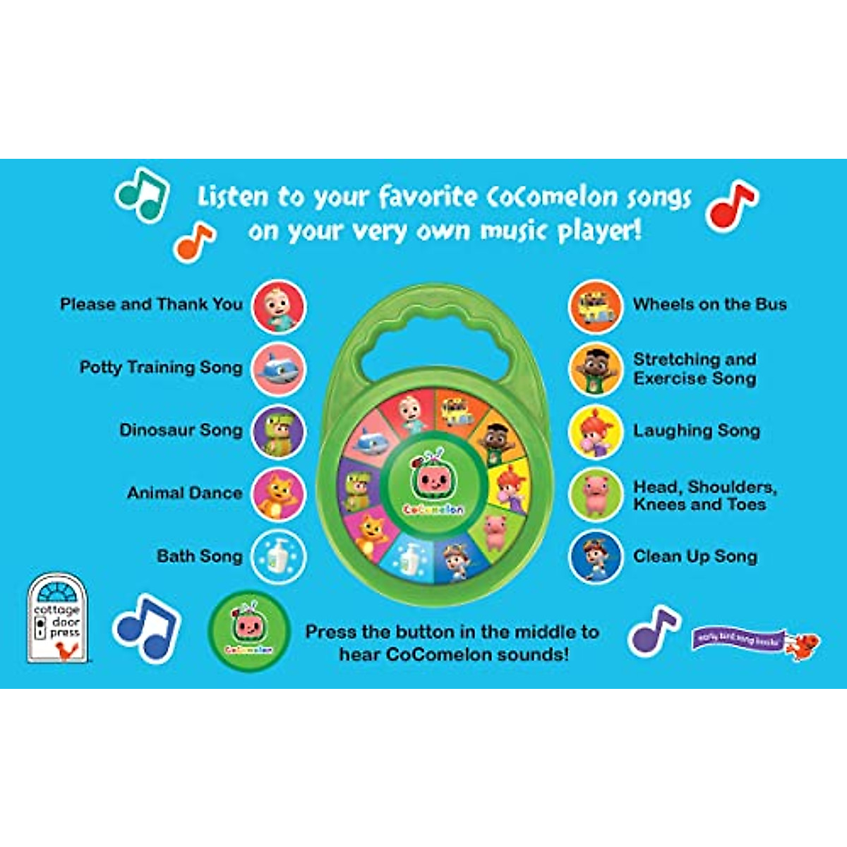 CoComelon Favorite Sing-Along Songs - Children's Deluxe Music Player Toy and Board Book Set, Ages 1-5