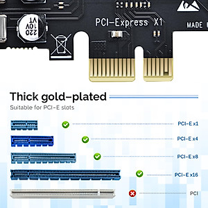 ELUTENG PCIE USB 3.2 Card 8 Ports PCI Expree to USB C Expansion Card Superspeed 6 USB and 2 Type C PCI-e USB3 Hub Controller Adapter 3 Independent Power Module