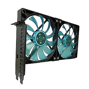 Gelid Solutions PCI Slot Fan Holder|2 x Slim 120mm UV Blue Fan|High Airflow with Quiet Operation|SL-PCI-02|Blue