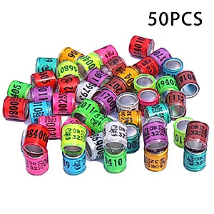 Gazechimp 50pcs Reusable 2023 Pigeon Leg Rings Numbered 8mm Bird Foot Bands for Parrot, Quail, Chicks, Small Poultry, Canary, Lovebirds, Ducks, Mixed Color