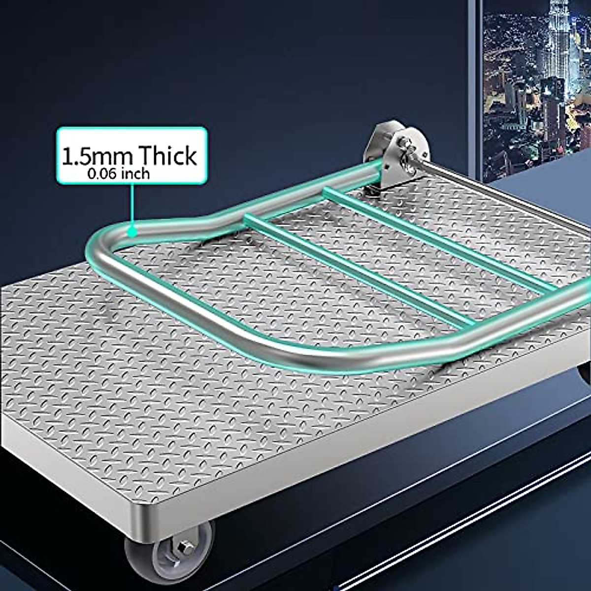 Generic Hand Trucks Steel Platform Truck with Foldable Handle Easy Storage Rolling Flatbed Cart for Home Office Warehouse Moving Hand Truck Push Cart (Size : 75 Mute fire)