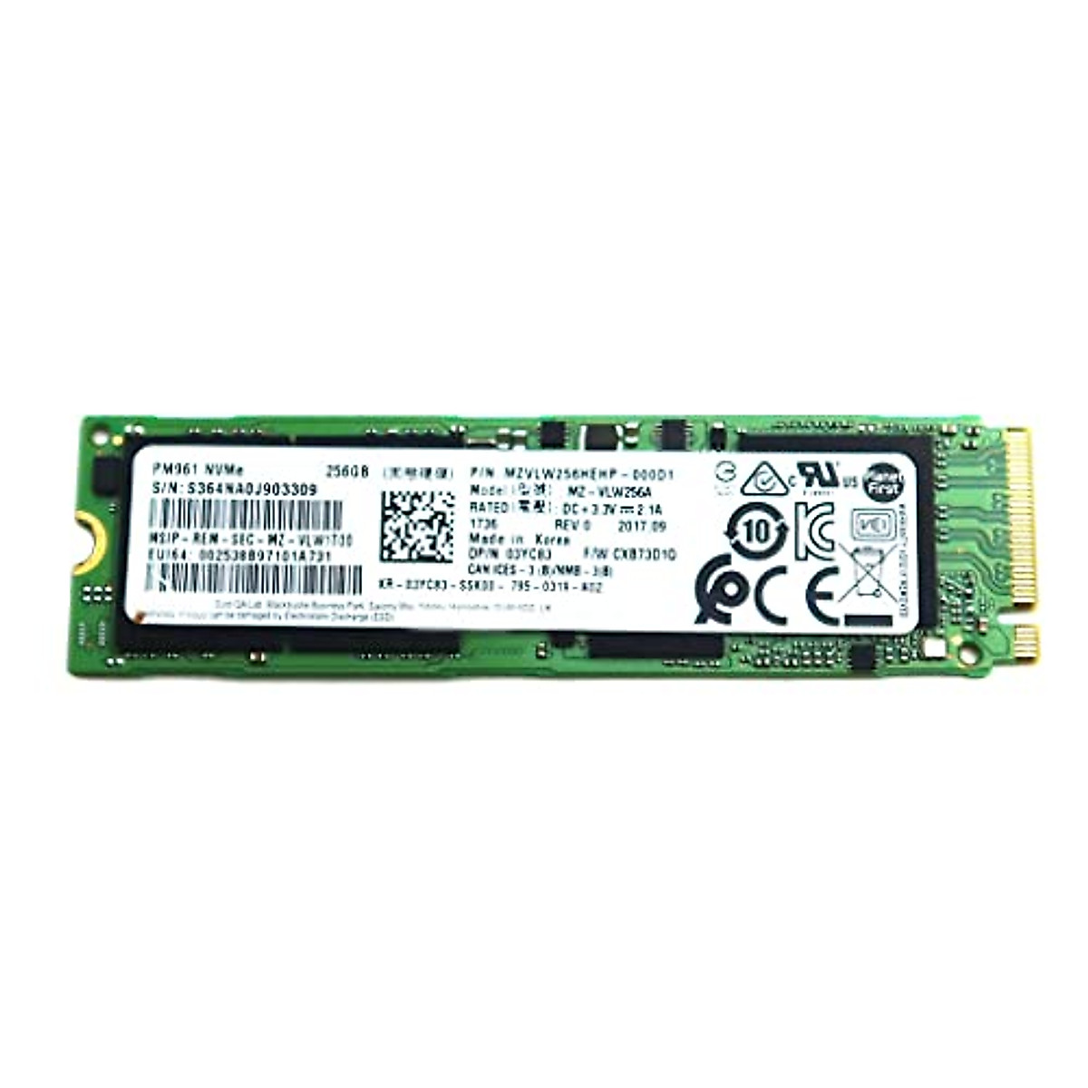 Solid State Drive MZVLW256HEHP-000D1 Compatible Replacement Spare Part for Samsung PM961 MZ-VLW256A 256GB TLC M.2 2280 NVMe PCIe Gen3 x4 SSD