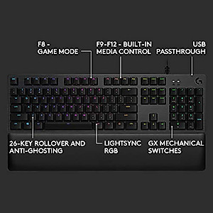 Logitech G513 Carbon LIGHTSYNC RGB Mechanical Gaming Keyboard with GX Brown Switches - Tactile